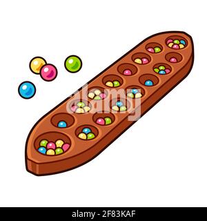Traditional Malaysian game set. Cartoon drawing of fun games of Malay ...
