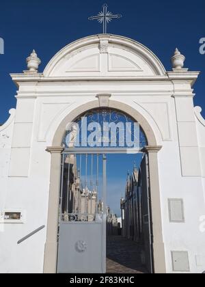 Entrance to the portuguese cemetery in Fuseta, algarve, Portugal Stock ...