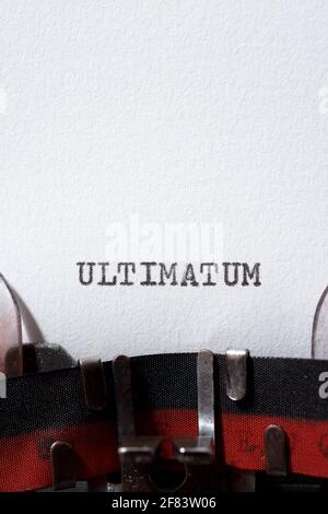 Ultimatum word written with a typewriter Stock Photo - Alamy