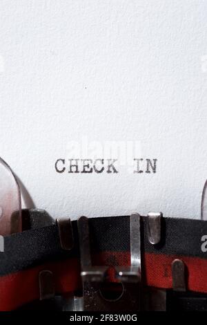 Check in word written with a typewriter Stock Photo - Alamy