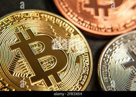 Photograph of bitcoin coins symbolizing the financial market of ...