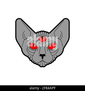Cat Demon. Satanic symbol. Satan with cat head. Devil symbol pentagram ...