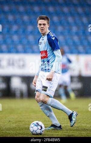 Haderslev, Denmark. 11th Apr, 2021. James Gomez (21) of AC Horsens seen ...