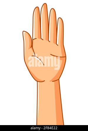 Hello sign. Hand palm silhouette. Fingers spread welcome gesture. Flat ...