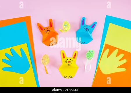 Children's paper decor. Funny paper easter bunny. Easter handmade ...