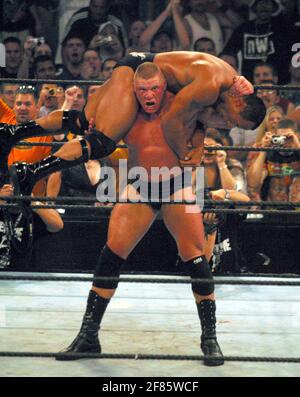Brock Lesnar vs Dwayne The Rock Johnson 2002 Photo By John Barrett ...