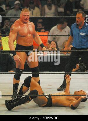 Brock Leanar Dwayne The Rock Johnson 2002 Photo By John Barrett ...
