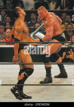 Brock Leanar Dwayne The Rock Johnson 2002 Photo By John Barrett ...