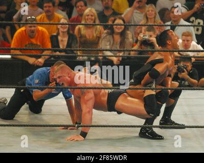 Brock Leanar Dwayne The Rock Johnson 2002 Photo By John Barrett ...