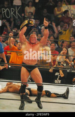 Brock Leanar Dwayne The Rock Johnson 2002 Photo By John Barrett ...