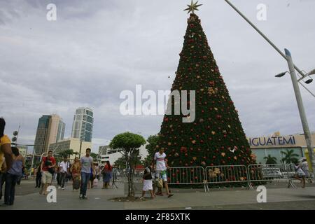 Christmas lighting is seen near a shopping mall in Warsaw, Poland on 16 ...