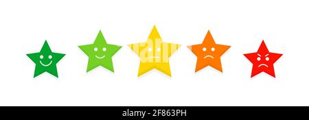 Set of customer satisfaction meter with star rating. Vector ...