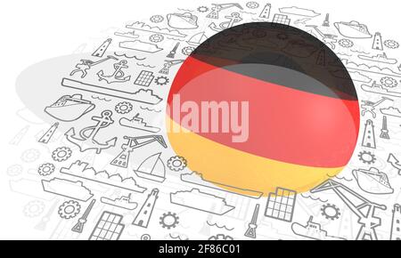 Sea port concept. Freight vessels or ships icons. Maritime ...