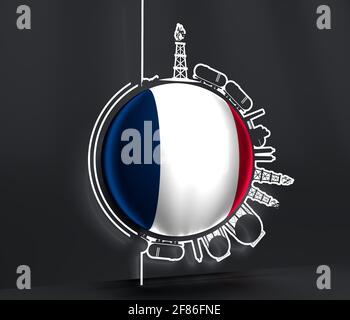 Design set of natural gas logistic. Objects located around circle ...