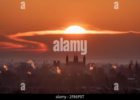 Spring sunrise over Cambridge, UK Stock Photo - Alamy