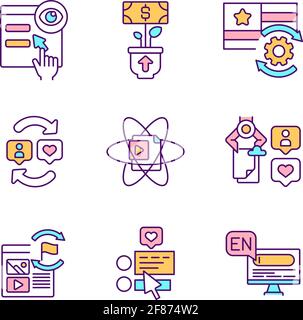 Dynamic content line icons collection. Adaptive, Real-time ...