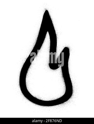 Spray Painted Graffiti Fire flame Sprayed isolated with a white ...