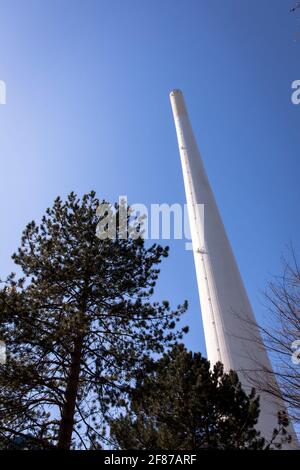 250 meter high chimney of the Merkenich combined heat and power plant ...