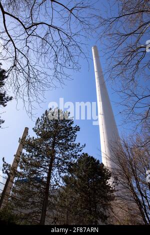 250 meter high chimney of the Merkenich combined heat and power plant ...