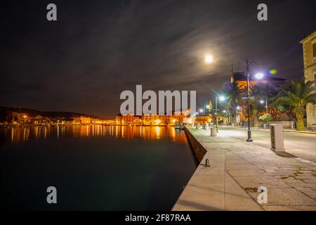 Stari Grad town at night on Hvar Island Stock Photo - Alamy