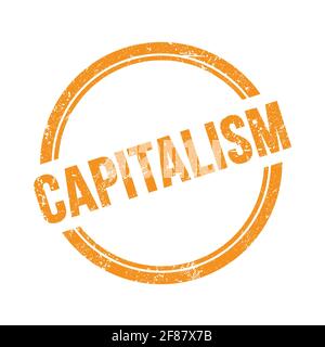 CAPITALISM text on orange grungy rectangle vintage stamp Stock Photo ...