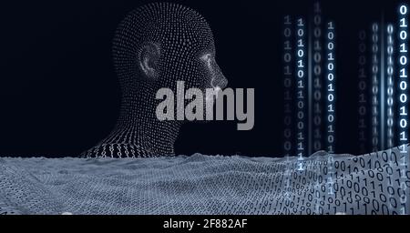 Composition of human head and binary coding processing Stock Photo - Alamy