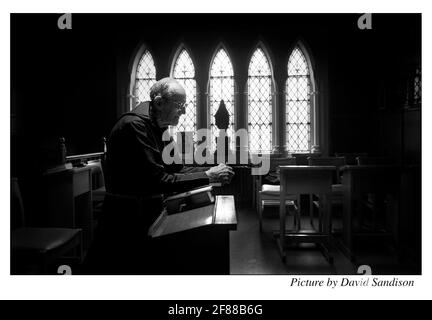 Father Bruno in the prayer room of Our Lady of Sorrows monastary ...