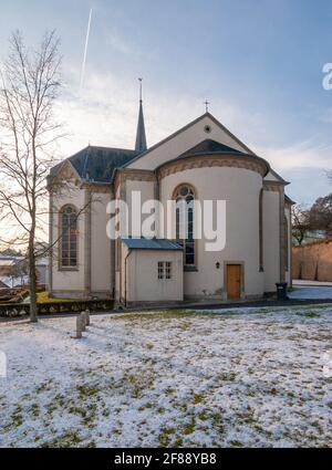 Christian church in Hobscheid - Luxembourg Stock Photo - Alamy
