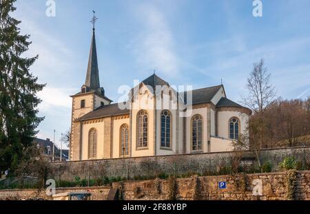 Christian church in Hobscheid - Luxembourg Stock Photo - Alamy