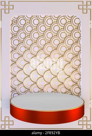 Podium vertical background Japanese style for show product. 3D ...