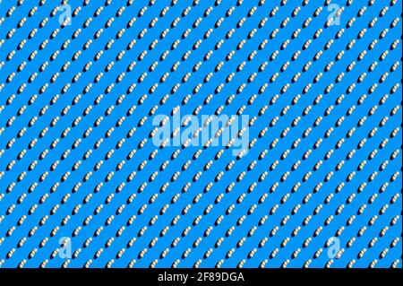 Pattern of cashew. Fashionable sunny porridge pattern on a bright blue ...