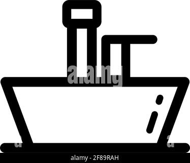 Sink outline symbol isolated on white background. Vector washbasin ...