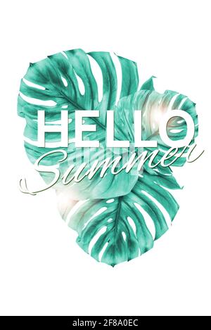Hello summer greeting card, poster, print. typographical background ...