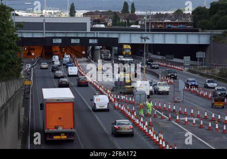 Motorway maintanence, road works on the M25 motorway junction 25 pic ...