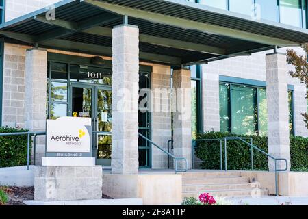 Aerohive Networks sign at computer networking equipment company ...