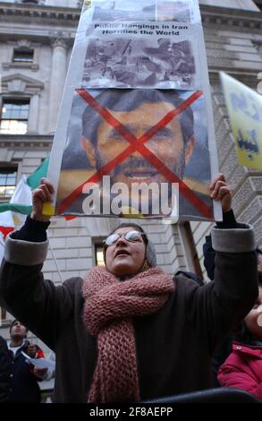 An anti-Iranian government protest outside 1Downing Street, Whitehall ...