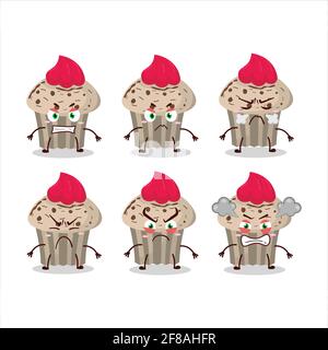 Strawberry cartoon character with various angry expressions. Vector ...