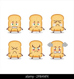 Cartoon character of bread toast with various chef emoticons. Vector ...