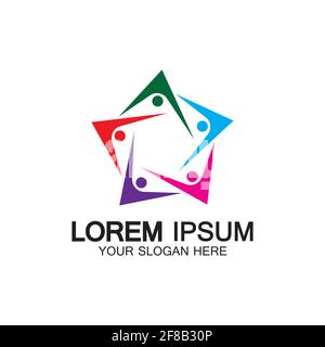 Star people logo design. Star community vector logo. star community ...