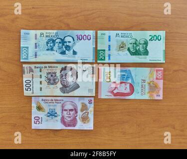 mexican money, 1000,500 and 200 bills, pesos, top denominations ...