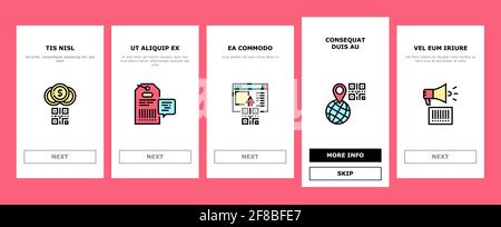 Qr Code Identification Onboarding Icons Set Vector Stock Vector Image ...
