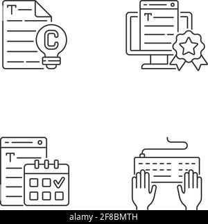 Engaging content icons set. Simple set of engaging content vector icons ...