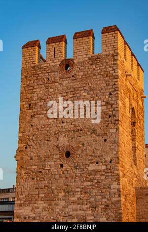 The ruins of famous ancient walls of Constantinople in Istanbul, Turkey ...