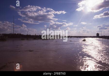 August 1998, Laredo TX USA: Flood waters surge through downtown Laredo ...