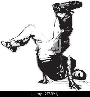 Teenager dancer hip hop, breakdance outline vector Stock Vector Image ...