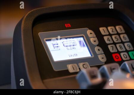 Electric forklift buttons and control panel close up view. Detail image ...