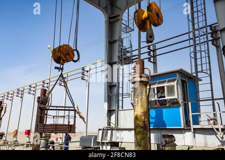 Panorama of hydroelectric power plant and Shardara river, water storage ...