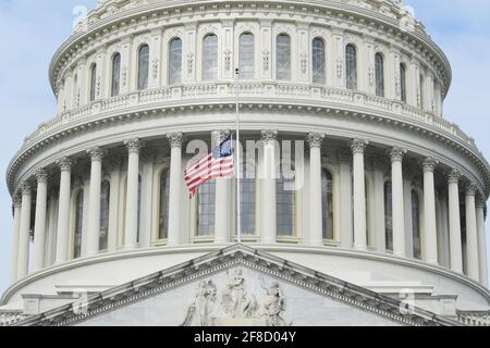 The American flag is seen at half-staff, Tuesday, Nov. 4, 2025, at the ...