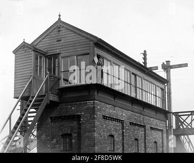 Railway signal box at Colwich, Staffordshire, early 1900s Stock Photo ...