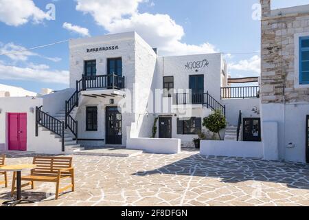 Naoussa, Paros Island, Greece - 27 September 2020: Man fishing on the ...